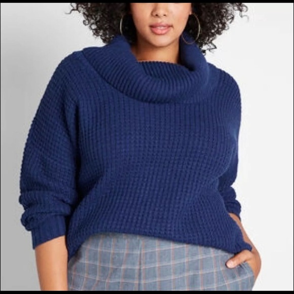 Modcloth | Sweaters | Modcloth Blue Corn Maze Waffleknit Cowl Sweater ...